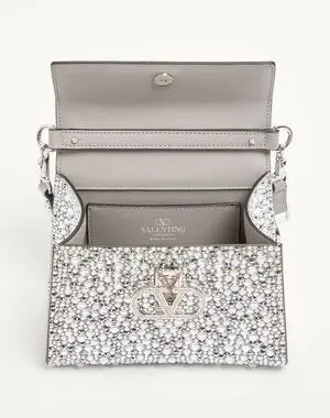 Valentino Garavani V Sling Mini Handbag With Sparkling Embroidery - Crystal