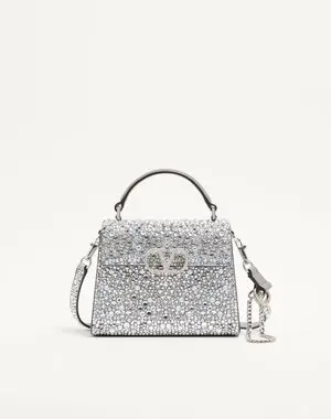 Valentino Garavani V Sling Mini Handbag With Sparkling Embroidery Silver/crystal