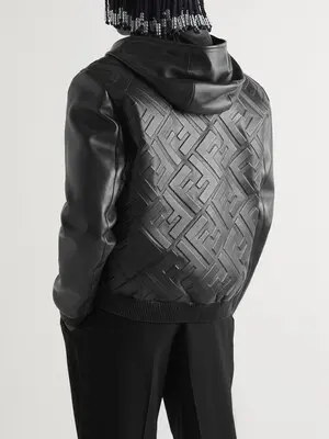 Fendi Logo-embossed Leather Hooded Jacket