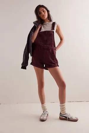 Free People We The Free Ziggy Shortalls Cherry Red