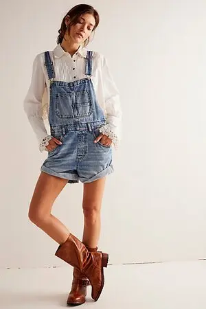 Free People We The Free Ziggy Shortalls Light Wash