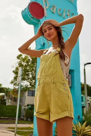 Free People We The Free Ziggy Shortalls Sunny Lime