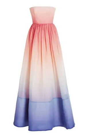 Zimmermann Postcard Ombre Linen-silk Strapless Maxi Dress