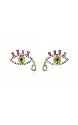 SAUER Eye 18k Yellow Multi-stone Earrings Gifts For Her