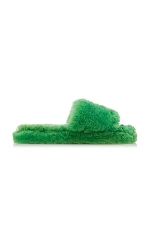 Bottega Veneta Teddy Shearling Slides - Green