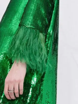 Valentino Garavani Sequin And Feather Kaftan Dress
