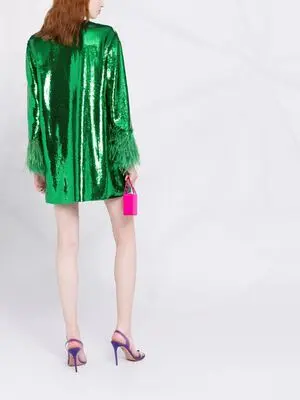 Valentino Garavani Sequin And Feather Kaftan Dress