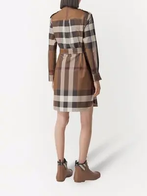 Burberry Check-pattern Belted Shirt Dress