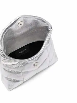 Saint Laurent Quilted Metallic-effect Clutch Bag