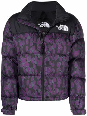 The North Face 1996 Leopard Print Retro Nuptse Padded Jacket Purple