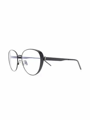Saint Laurent Polished-effect Round-frame Glasses