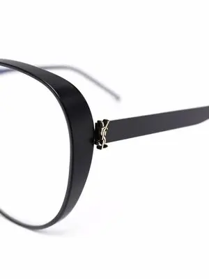 Saint Laurent Polished-effect Round-frame Glasses