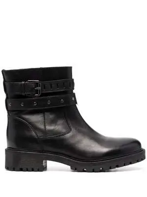 Geox Buckled Leather Ankle Boots