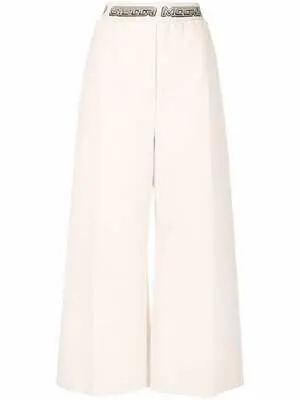 Stella McCartney Logo Waistband Cropped Trousers - Neutrals