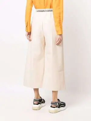 Stella McCartney Logo Waistband Cropped Trousers - Neutrals