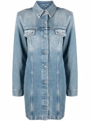 Off-White Long-sleeve Denim Shirtdress
