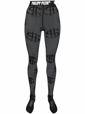 Philipp Plein Dollar Pattern Tights - Black