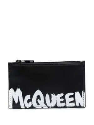 Alexander McQueen Logo Print Leather Wallet - Black