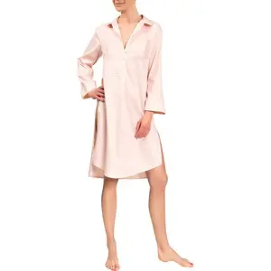 EVERYDAY RITUAL Luna Sleep Shirt - Champange/white