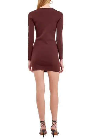 Endless Rose Cutout Long Sleeve Minidress - Brown