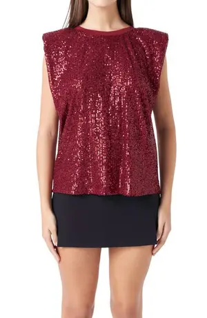 Endless Rose Sequin Top - Bordeaux