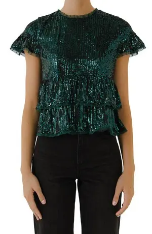 Endless Rose Sequin Babydoll Top