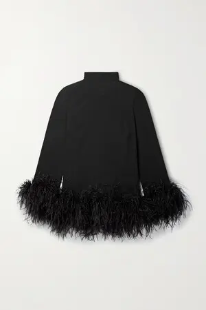 TALLER MARMO Net Sustain Gina Feather-trimmed Mini Dress