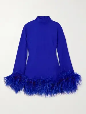 TALLER MARMO Taller Marmo + Net Sustain Gina Feather-Trimmed Mini Dress Blue