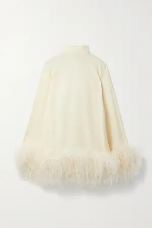 TALLER MARMO Net Sustain Gina Feather-trimmed Mini Dress - Ivory