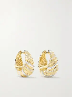 Yvonne Léon 9-karat Yellow And White Diamond Hoop Earrings - Gold