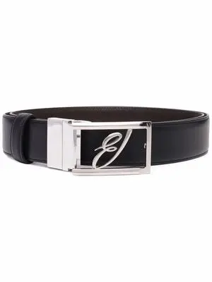 Brioni Logo-plaque Leather Belt - Black