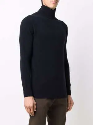 ROBERTO COLLINA Roll Neck Knitted Jumper - Blue