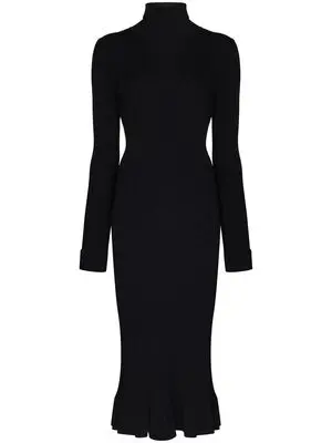 GANNI Open-back Rib-knit Dress
