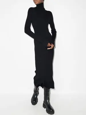 GANNI Open-back Rib-knit Dress