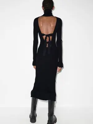 GANNI Open-back Rib-knit Dress