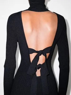 GANNI Open-back Rib-knit Dress