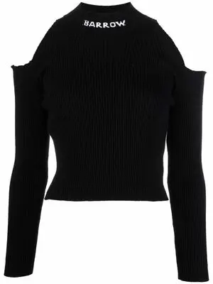 BARROW Cut-out Detail Logo-print Jumper - Black