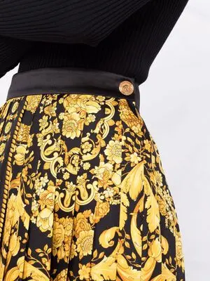 Versace Barocco Pleated Skirt - Black