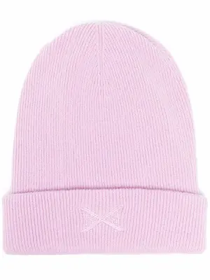 BARRIE Embroidered Cashmere Beanie - Purple