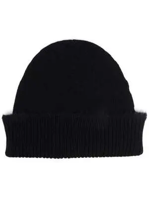 BARRIE Ribbed Cashmere Beanie - Black