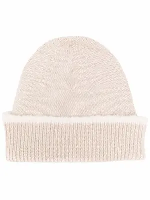 BARRIE Cashmere Ribbed Beanie - Neutrals