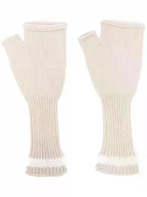 BARRIE Cashmere Fingerless Gloves - Neutrals