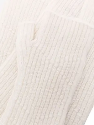 BARRIE Long Fingerless Cashmere Gloves - Neutrals