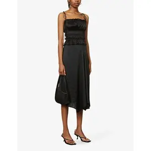 REFORMATION Viviana Shirred Silk-satin Top