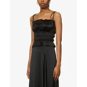 REFORMATION Viviana Shirred Silk-satin Top