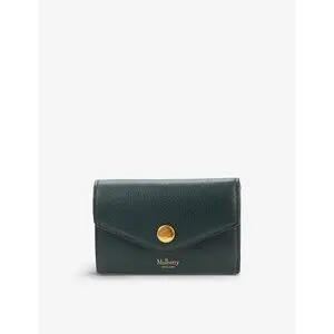 Mulberry Green Plaque-embellished Grained Leather Wallet
