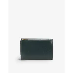 Mulberry Green Plaque-embellished Grained Leather Wallet