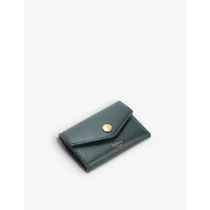 Mulberry Green Plaque-embellished Grained Leather Wallet