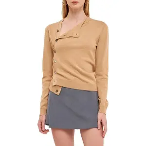 Endless Rose Double Placket Asymmetric Cardigan