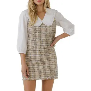 English Factory Tweed Vest And Blouse Combination - Beige